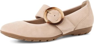 Marco Tozzi Damen Ballerinas aus Leder mit Klettverschluss, Beige (Dune), 39 EU