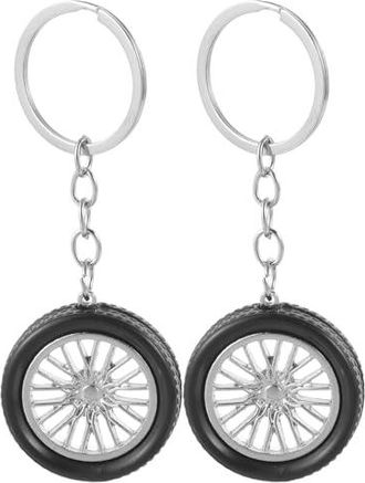 Cabilock Lot de 2 Porte-Cl&eacute;s Voiture en PVC Souple et Acier Inoxydable Pendentif Roue Cr&eacute;atif Argent&eacute; Accessoires Porte-Cl&eacute;s pour Cl&eacute;s de Voiture Homme et Femm
