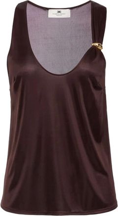Elisabetta Franchi Femme, Tops, Brun, Taille: 42 FR Top sans manches
