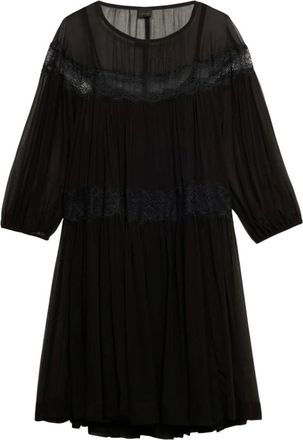 Oltre Femme, Robes, Noir, Taille: 40 FR Robe &eacute;vas&eacute;e en cr&eacute;pon avec dentelle