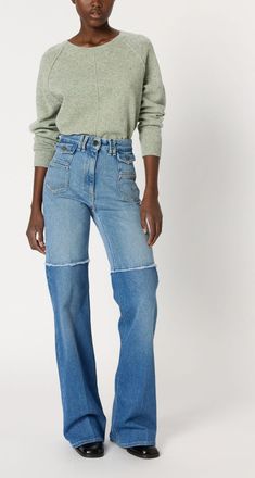 Gerard Darel Jean flare bicolore &agrave; franges - ANNA - Jeans