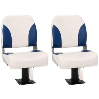 vidaXL 4-tlg. Bootssitz-Set Klappbar Blau und Wei&szlig; 41x36x48 cm vidaXL