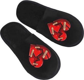 Generic Pantoufle Maison Coeur Rouge Bris&eacute; Romantique Hiver Chaussures Chaudes Antid&eacute;rapantes Hiver Pantoufles Confortable Chaudes Pantoufles Pour Voyages Cam