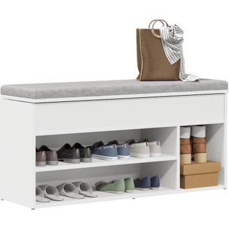 vidaXL Schuhbank Wei&szlig; 102x30,5x45 cm Holzwerkstoff Vidaxl