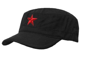 morefaz Damen Herren RUSSISCHE MILIT&Auml;RM&Uuml;TZE Roter Stern Fancy Dress Fidel Castro Vintage Military M&uuml;tze Cap (Black Red Star)