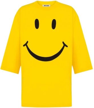 Moschino unisex, Tops, Jaune, Taille: 40 FR Cotton Jersey T-Shirt Smiley