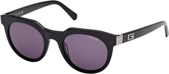 Guess Homme, Accessoires, Noir, Taille: 49 MM Round Lunettes de soleil
