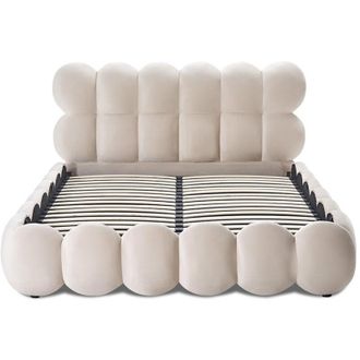 Maison Aubertin Lit coffre Meg&egrave;ve velours beige 180x200 cm