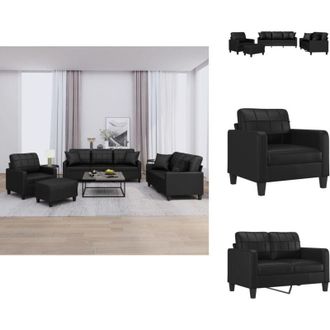 vidaXL Vidaxl - Ensemble de canap&eacute;s 4 pcs avec coussins noir similicuir