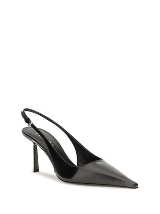 Prada Womens Leather Slingback Pumps Nero High Heel Shoes