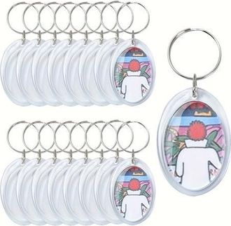 Generic Lot de 50 porte-cl&eacute;s rectangulaires transparents pour photos personnalis&eacute;es, Style 10, taille unique