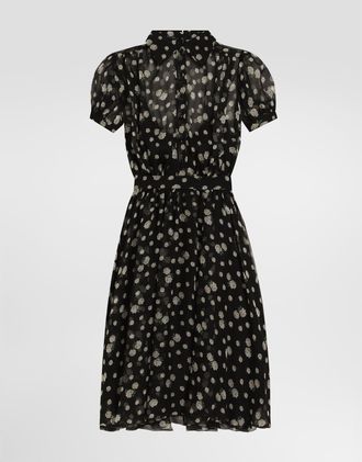 Dolce & Gabbana Small Rose And Polka Dot-print Chiffon Dress - Frau Kleider Multicolor 44