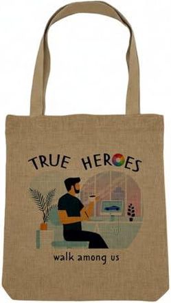 Fabulous Sac Shopping Tote Bag Aspect Lin - True Heroes - Graphic Designer Profession Heroes Sac de Courses Toile Epaisse 360g Beige Naturel Cabas Port&eacute; Epaule