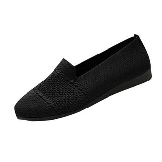 Generic Chaussures d&eacute;contract&eacute;es tricot&eacute;es confortables pour femme - Couleur unie - Bout rond - Classique - Respirantes - L&eacute;g&egrave;res - &Agrave; enfiler - Chaussures pla