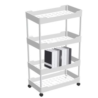 Generico Mehrzweck-Aufbewahrung: mobiler Organizer mit 4 Ebenen, Regal mit Rollen, verstellbarer Korbständer, tragbarer Korbständer, Raummanagement-Einheit für