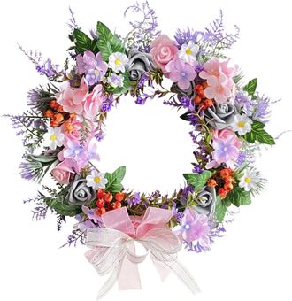 Generico Fr&uuml;hlingsblumengirlande, romantisch, kreisf&ouml;rmig, romantisch, Dekoration f&uuml;r Fr&uuml;hlingshochzeiten, f&uuml;r Terrasse, Au&szlig;enbereich, Haus, T&uuml;r, Wand, Eingang