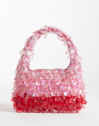 River Island Perlenbesetzte Handtasche in Rosa mit Farbverlauf