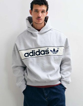 adidas Originals sweat &agrave; capuche signature &agrave; blocs de couleur gris
