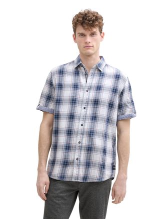 Tom Tailor Fitted Kurzarmhemd aus Baumwolle, White, XS