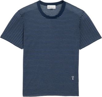 Ami Classic Fit Short Sleeves Striped Teeshirt Wit
