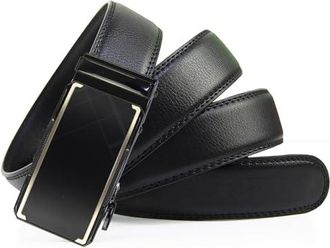 Glamexx24 Ceinture pour homme avec boucle automatique, noir ceinture &agrave; cliquet &agrave;, large 35 mm