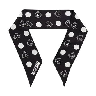 Moschino Seidenschal mit B&auml;ren-Tupfenmuster - - Accessories - Damen - Schwarzk - ONE SIZE