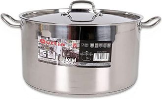 Quttin HOTEL 62267 Topf + Deckel Stahl Ind 14L/32Cm/0,8mm, Edelstahl, Metallic Silber