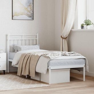 vidaXL Metallbett ohne Matratze mit Kopfteil Wei&szlig; 75x190 cm Vidaxl