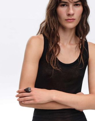 Bimba & Lola bague coeur laqu&eacute;e marron fonc&eacute;
