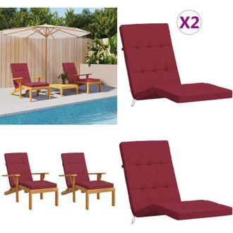 vidaXL Liegestuhl-Auflagen 2 Stk. Weinrot Oxford-Gewebe - Gartenstuhlkissen - Liegeplatzmatratze - Outdoorkissen - Sitzkissen - Poolliegenkissen - Home &