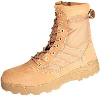 Generic Bottes de combat tactiques l&eacute;g&egrave;res pour homme avec fermeture &eacute;clair lat&eacute;rale, bottines &agrave; lacets avec semelle antid&eacute;rapante, bottes de patrouille respi