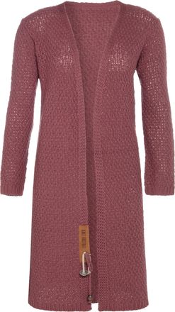 Knit Factory Luna Lange Strickjacke - Damen Strickjacke mit Wolle - Cardigan mit Hochwertige Qualit&auml;t - Grobstrickjacke f&uuml;r Damen - Stone Red - 40/42