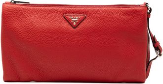 Prada Clutches - Vitello Daino Clutch - Gr. unisize - in Rot - f&uuml;r Damen