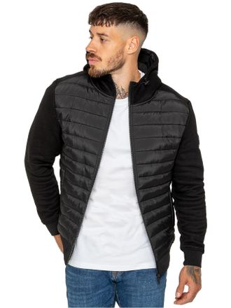 Enzo Jeans Herren Kapuzen-Stepp-Hybridjacke - Schwarz