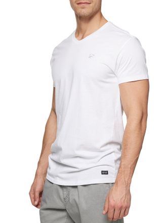 Indicode Herren INClever T-Shirt mit V-Ausschnitt aus 100% Baumwolle | Herrenshirt Sommershirt M&auml;nner Offwhite, XXL