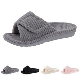 Generic Chaussons dhiver en peluche pour femme avec fermeture - Doux et douillet - Bout ouvert - Chaussures &agrave; bout ouvert - Chaussures &eacute;l&eacute;gantes pour lint&eacute;rie