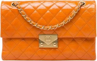 Chanel Sac port&eacute; &eacute;paule doccasion - Femme - Pre-owned - Orange - Taille: ONE Size