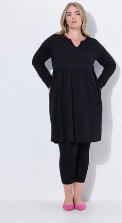 Ulla Popken Midikleid Jerseykleid A-Linie Tunika-Ausschnitt Langarm