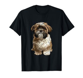 Whyitsme Design Gestromte und wei&szlig;e Shih Tzu Hunde-Illustration T-Shirt