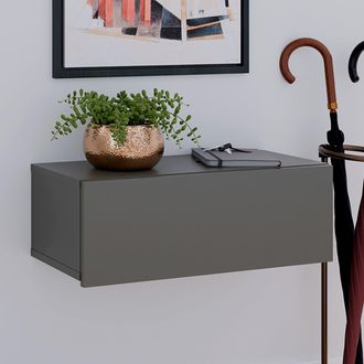 IDIMEX Hängender Nachttisch NANI mit Schublade in Grau - Wandkonsole aus Spanplatte, hängendes Wandregal, Hängeschublade