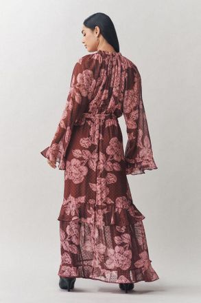 Laura Ashley Maxikleid Laura Ashley Chiffon-Maxikleid mit R&uuml;schen (1-tlg)