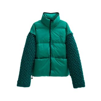 BONSAI Homme, Vestes, Vert, Taille: L Veste Puffer M&eacute;lange Tricot Tiss&eacute;