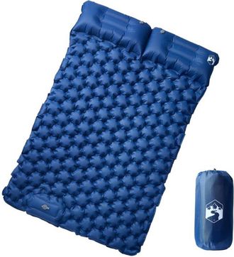 vidaXL Doppel-Isomatte mit Kissen Selbstaufblasend Marineblau vidaXL