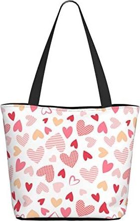 AOOEDM Sac &agrave; provisions pour femme motif coeurs rouges et roses 33 x 27,9 x 17,8 cm. Le cadeau parfait pour la Saint-Valentin. Cest de la Saint-Valentin pour