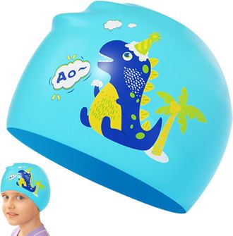 Generico Badekappe f&uuml;r langes Haar - Design mit Geh&ouml;rschutz, aus Silikon, f&uuml;r Kinder, M&auml;dchen, Jugendliche, Pool, See, Haus und Garten