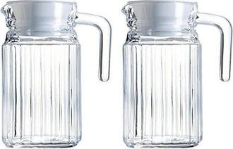 Luminarc ARC 75201 Quadro Krug, Kühlschrankkrug mit Deckel, 500ml, Glas, transparent, 1 Stück (Packung mit 2)