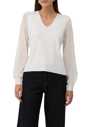 s.Oliver Feinstrickpullover mit V-Ausschnitt und semitransparenten &Auml;rmeln