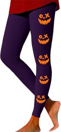 Generic Legging de sport 2026 pour femme, imprim&eacute; Halloween, pantalon de yoga taille haute avec design r&eacute;sistant aux squats, violet, L