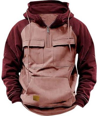 Generic Pull à capuche décontracté à manches longues avec cordon de serrage pour homme, élégant, uni, confortable, classique avec poches, pour le sport, la co