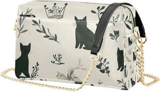 Mnsruu Sacs à bandoulière pour femme, sac à main en cuir avec motif chaton noir